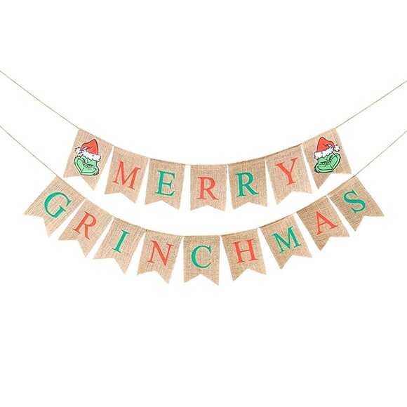 Handmade | Holiday | Merry Grinchmas Banner Red Green Reusable Grinch ...